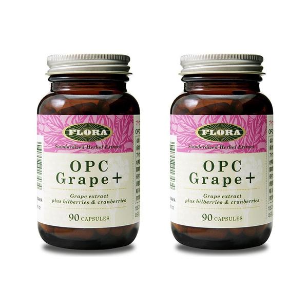 [名称] ポリフェノール含有サプリメント[商品名] OPC Grape＋ OPCグレープ＋ 90カプセル 2個セット ポリフェノール含有サプリメント FLORA フローラ[原材料名] クランベリー、ブドウ抽出物、ビルベリー／HPMC、セルロ...