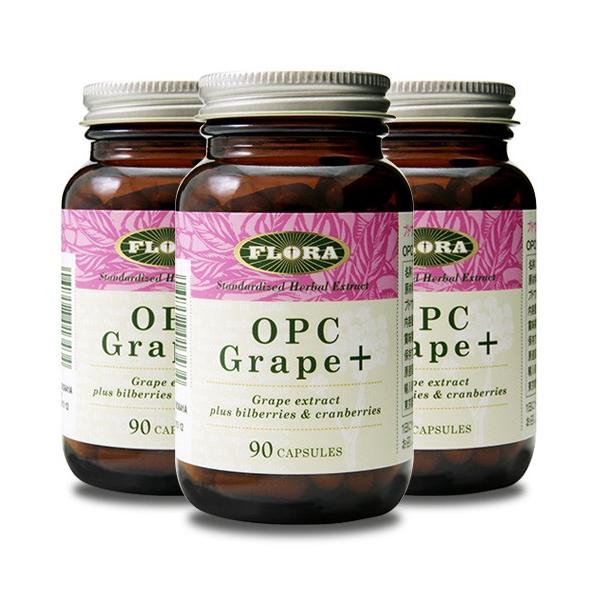 [名称] ポリフェノール含有サプリメント[商品名] OPC Grape＋ OPCグレープ＋ 90カプセル 3個セット ポリフェノール含有サプリメント FLORA フローラ[原材料名] クランベリー、ブドウ抽出物、ビルベリー／HPMC、セルロ...