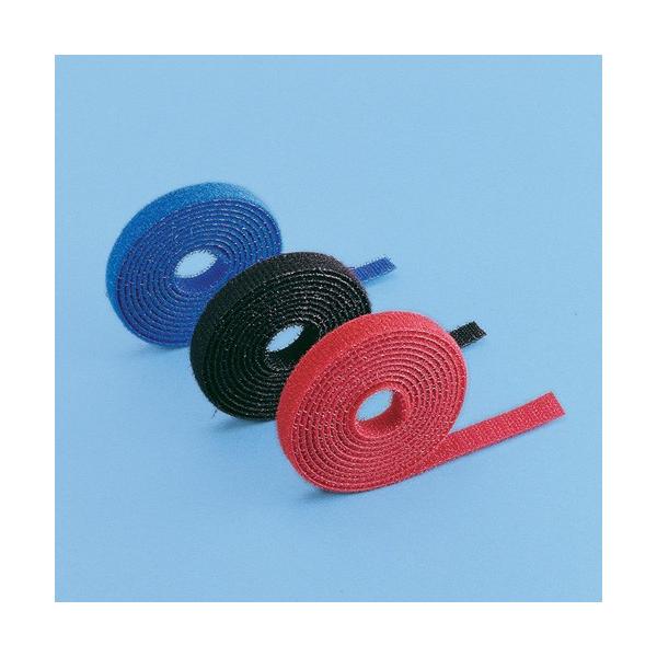 フリーカットタイプの面ファスナー。ケーブルなどを簡単結束。ブラック・ブルー・レッド・各1本入り