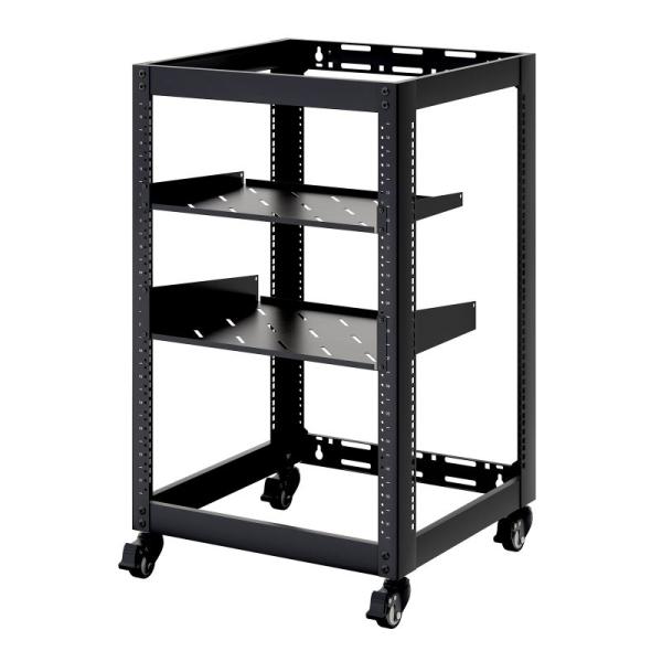 音響や検査機器にも対応。柔軟設置が可能なEIA規格準拠19インチマウントラック。＜関連キーワード＞ネットワークラックキャビネット 15U EIA規格準拠 音響機器 検査機器 CP-NWR15UBK ▼詳しい情報は下記をご覧ください。