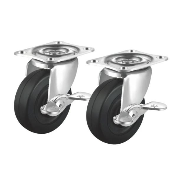 汎用キャスター用ゴム車輪、プレート式ストッパー付き自在車キャスター。75mm径 2個セット（フリーストッパー付き）ゴム製。■個口数：1個口■材質：車輪材質/ゴム製■総耐荷重：許容荷重/約50kg■サイズ：W75×D75×H90mm■入数：2...