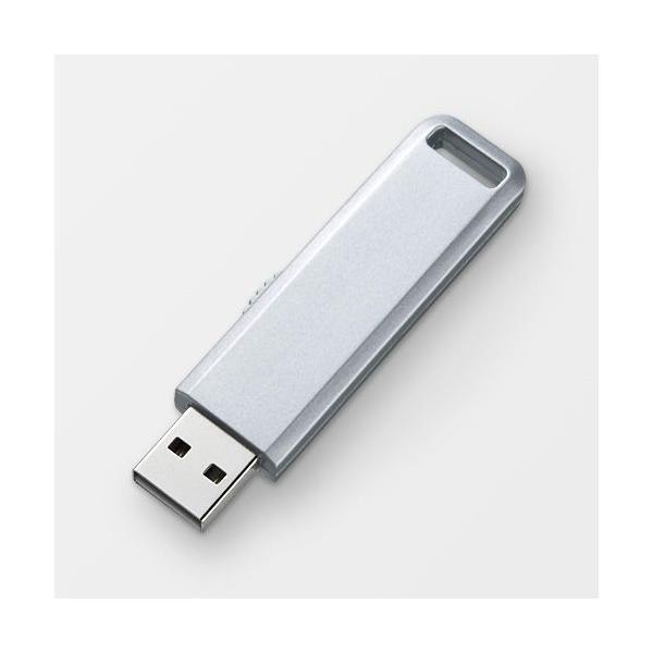 キャップを紛失する心配がないスライドコネクタ。ストラップが簡単に取り付けられる大型ストラップホール付き。8GB。