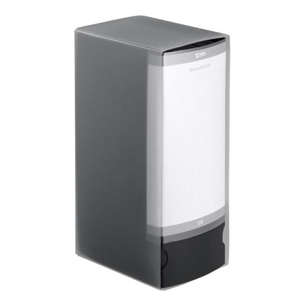 【訳あり新品】※外装パッケージにキズ、汚れがありますが商品は新品です。凹凸が少なく柔らかい不織布でブルーレイディスクの収納に対応したファイルケース。128枚収納・ブラック。