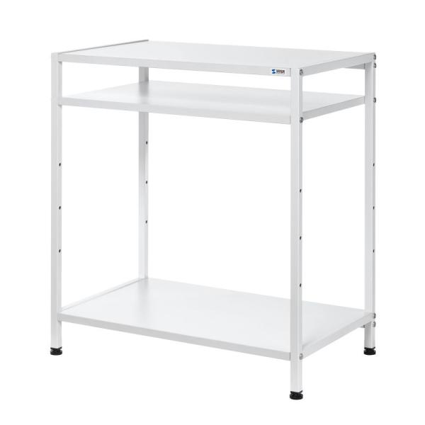 【訳あり新品】※外装パッケージにキズ、汚れがありますが商品は新品です。ハード＋周辺機器収納できる3段式の机上台。幅64cm。高さ可変ができる棚板付き。ホワイト。＜関連キーワード＞デスク上収納ラック 机上台 幅64cm 3段 ハイタイプ シェ...