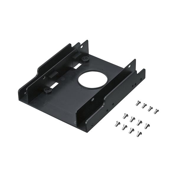 【訳あり新品】※外装パッケージにキズ、汚れがありますが商品は新品です。2.5インチのSSDやHDDを2台同時に1つの3.5インチベイに取付け可能にする変換マウンタ。