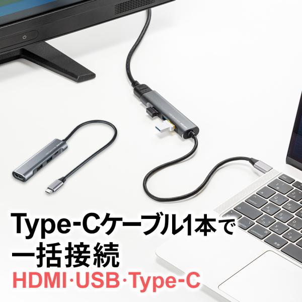 【訳あり新品】※外装パッケージにキズ、汚れがありますが商品は新品です。HDMIポートを搭載したUSB Type-Cハブ。▼詳しい情報は下記をご覧ください。