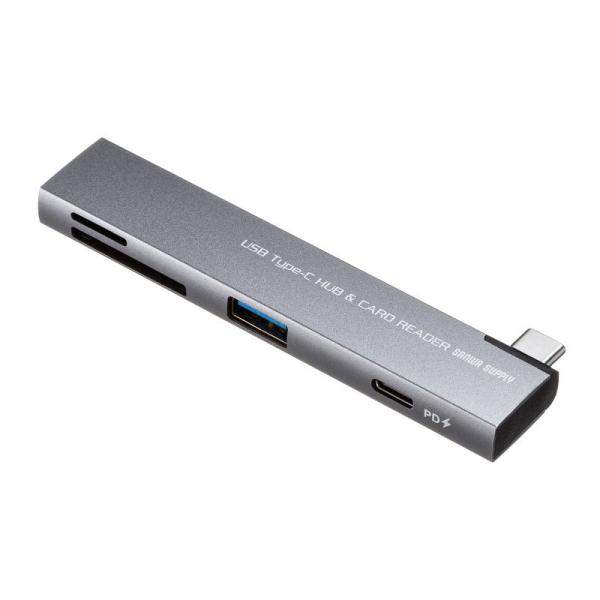 【訳あり新品】※外装パッケージにキズ、汚れがありますが商品は新品です。直挿しできてコンパクトなカードリーダー付きUSB-C接続のUSBハブ。USB PD100W入力に対応。USB-A×1、USB-C×1。持ち運びやすいスリムでコンパクトな設...