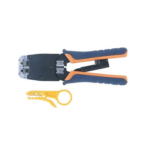 RJ-45（8P）、RJ-12・11（6P）用かしめ工具。（ラチェット付）▼詳しい情報は下記をご覧ください。