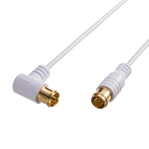 極細のアンテナケーブルで、新4K8K衛星放送対応でL字差込プラグを採用。テレビ・チューナー・Blu-rayレコーダー・DVDレコーダー・ビデオデッキなどに接続する白色アンテナコード。1m。■ケーブル長：1m（SR間）■コネクタ形状：F型プラ...