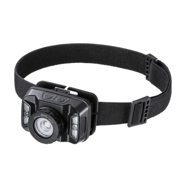 手をかざしてライトをON/OFFできるモーションセンサー機能付きLEDヘッドライト。繰り返し使える充電式または乾電池で使えるLEDライト。角度調整ができ、残量インジケーター付きで残量が一目で確認できる。■光束：最大260ルーメン強/260ル...