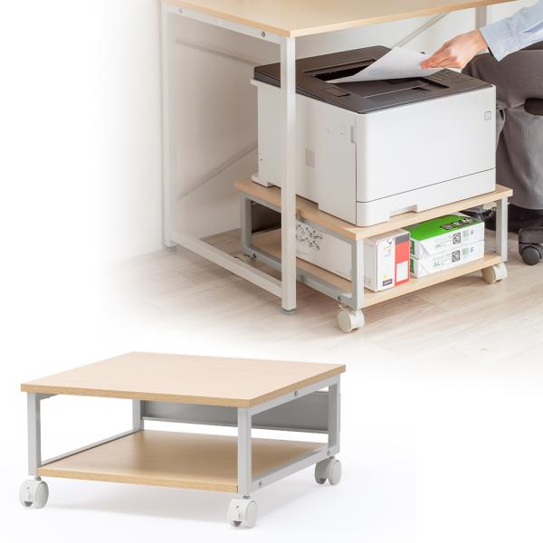 【アウトレット理由】※パッケージ不良（開封・潰れ・汚れなど）【在庫限り特価品！】デスク下の設置に最適な、高さを抑えたプリンター台です。幅50×奥行き50cmの天板です。下段には用紙などを置けます。＜関連キーワード＞プリンター台 キャスター付...