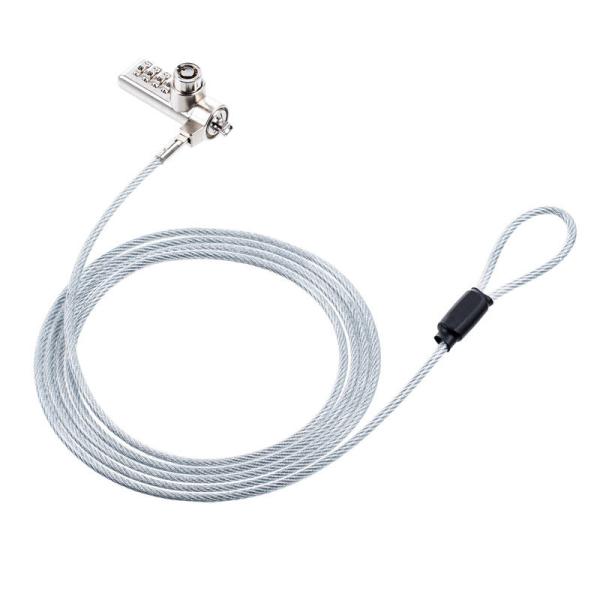 シリンダ＋ダイヤル錠対応セキュリティワイヤー。番号でも鍵でも開錠することができる。▼詳しい情報は下記をご覧ください。