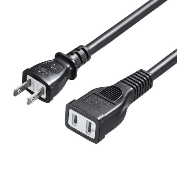 タップや機器の電源延長に便利な10m延長コード。ブラック・10m。■カラー：ブラック■定格容量：15A・125V（1500Wまで）■プラグ：2P/平行型■差込口：2P/ノーマルタイプ■コード：VCT1.25スケア（SQ）×2心■仕上り外形寸...