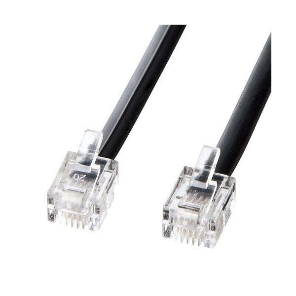 モジュラーケーブル（電話線）。約2.5mm厚の電話ケーブル。ブラック・30m。TEL-N1-30BKN2 サンワサプライ