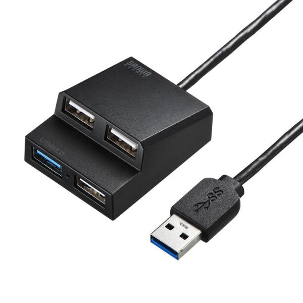 USB3.2 Gen1（USB3.1/USB3.0）×1ポート、USB2.0×3ポートのコンボタイプUSBハブ。ブラック。▼詳しい情報は下記をご覧ください。