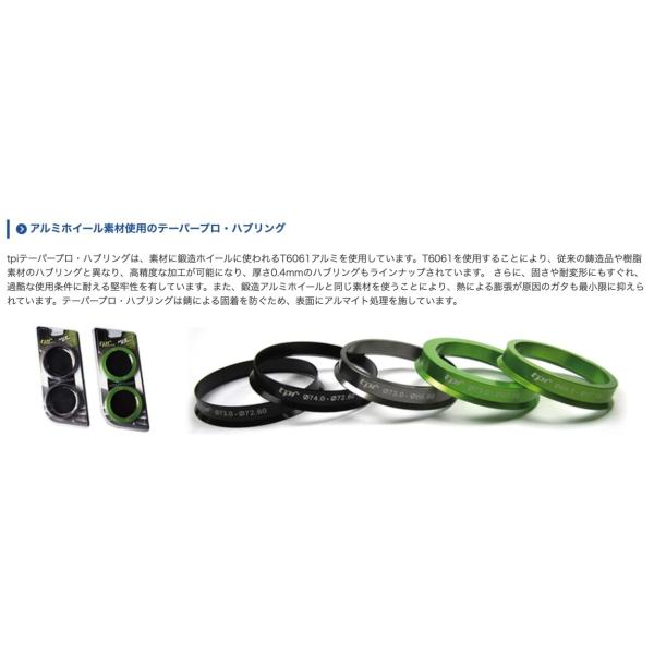 TPI ハブリング■BMW■■φ73.0→φ72.6■■　黒　■■￥3,300-■■1セット2個入り■＊1台分（4枚）必要な場合は「数量2」でご注文をお願いします。tpiテーパープロ・ハブリングは、素材に鍛造ホイールに使われるT6061アル...