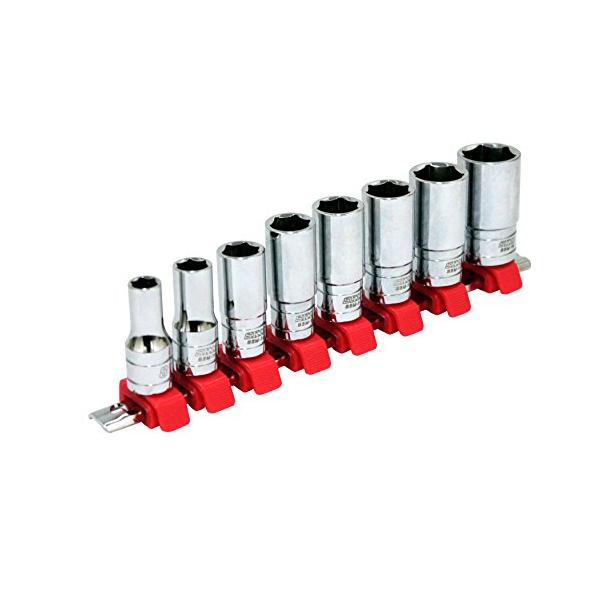 セミディープレッド/差込角9.5mm(3/8インチ)、サイズ:8・10・12・13・14・15・17・19mm/SHS308SD・Style:セミディープ・パッケージ個数:1・差込角:9.5mm(3/8インチ)・サイズ内容:8・10・12・...