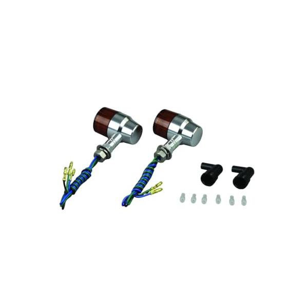ダブル球シルバーボディ/オレンジレンズ/ショートステー/091432-S3・Color:シルバーボディ/オレンジレンズSize:ショートステーStyle:ダブル球・パッケージ個数:1・アルミ削り出しウインカーシリーズ　スーパーバイクミニタイ...