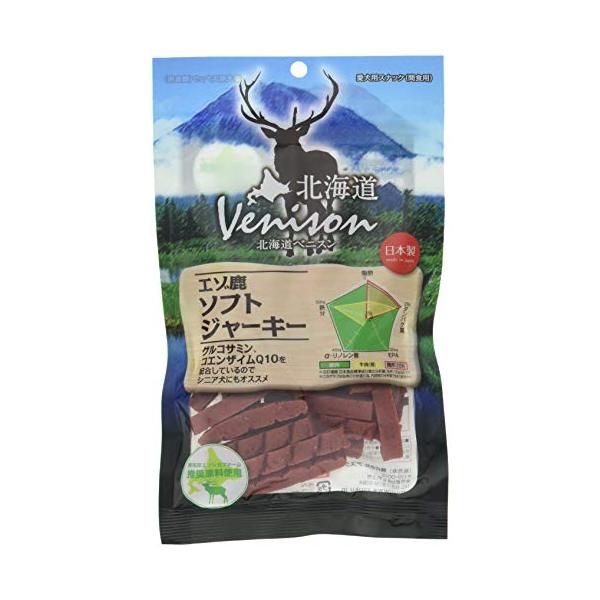 マルチ/1袋/-・Size:1袋・パッケージ個数:1・本体サイズ (幅×奥行×高さ) :14.5×2×24.5cm・内容量:130g・原産国:日本・原材料:エゾ鹿肉・加工澱粉・大豆たん白・小麦粉・グリセリン・ショ糖・食物繊維・食塩・コエンザ...