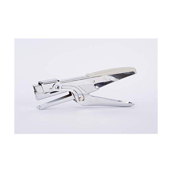 ホッチキス プライヤータイプシルバー/-/HP-10・パッケージ個数:1・本体サイズ:H70×W25×D172mm・質量:182g・最大とじ枚数(目安):10~15枚、主用途が紙とじの場合、通常のホッチキスをおすすめします。・とじ奥行:52...