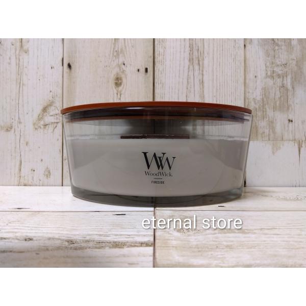 WoodWick(正規品)Hearthwich Ellipse Candle Lだ円型の容器が特徴的なハースウィックエリプスキャンドルFireside　ファイヤーサイド→アンバー、ベチバー、ムスクの豊かな香りのバランスで、暖炉の火を囲んで過...