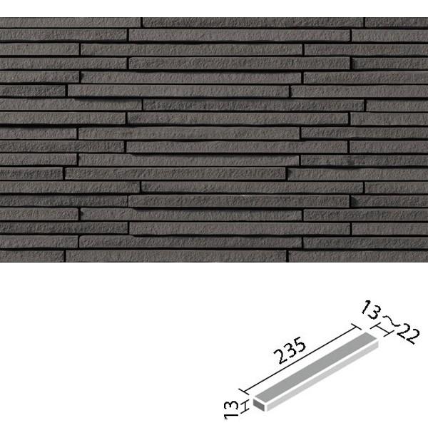 石を積んだ印象に仕上がるタイルです。太陽の下で部分的に光る釉薬と、厚み差で生まれる影のコントラストが絶妙です。