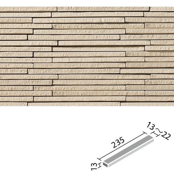 石を積んだ印象に仕上がるタイルです。太陽の下で部分的に光る釉薬と、厚み差で生まれる影のコントラストが絶妙です。