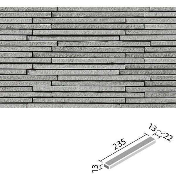 石を積んだ印象に仕上がるタイルです。太陽の下で部分的に光る釉薬と、厚み差で生まれる影のコントラストが絶妙です。