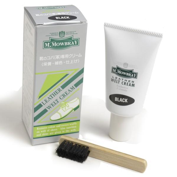 靴のコバは履き込むことで自然にキズが付き、乾燥により劣化が進みます。ウェルトクリームは皮革に浸透して乾燥や劣化を防ぎ、高い染色力でキズや色あせ部分を補色し光沢も出すエクスパートクリームでプロユースクリームです。【商品名】M.モゥブレィ M....
