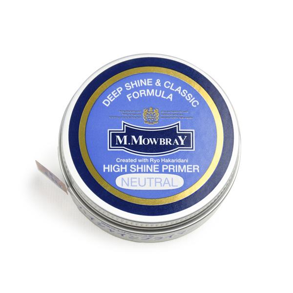 M.モゥブレィが研究の末開発した鏡面磨き用下地、ハイシャインプライマーです。「革の表面を荒らすことなく、革に優しく、誰でも簡単に素早くハイシャインができるように」との想いから作られたこの商品はワックスを塗り重ねる前に塗り込むことで、革を保護...