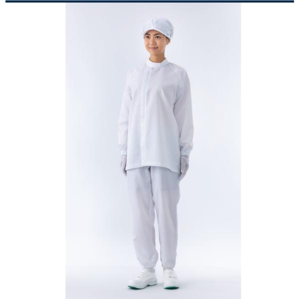 導電性繊維「ベルトロン」をストライプに練り込んだ低発塵の防塵衣です。異物混入対策に。低発塵性、高耐久性、経済性を実現した多用途に展開可能なサイドファスナー比翼付きクリーンウエアです。導電糸を5mmピッチで織り込んでいるので安定した制電性能を...