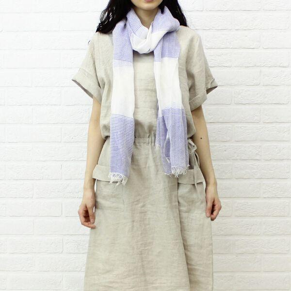 『キューティー＆トレンディーをシックに自分らしく』をコンセプトとするDRES(ドレス)より、ストールのご紹介です。細かいボーダー柄とホワイト地が交互になっていて、太いボーダー柄にも見える爽やかなストール☆涼しげで柔らかなリネン素材は、吸汗性...