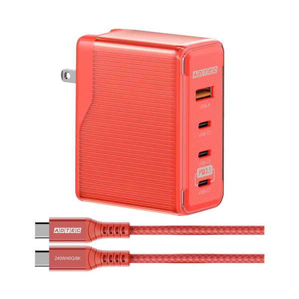 カラー:レッド仕様:最大150W / Type-A x1/C x3:Type-C ケーブルセット入力端子:AC100-240V 50/60Hz使用温度範囲:0 〜 35℃外形寸法:31.0(W)×66.0(D)×80.0(H)mm重量:約 ...