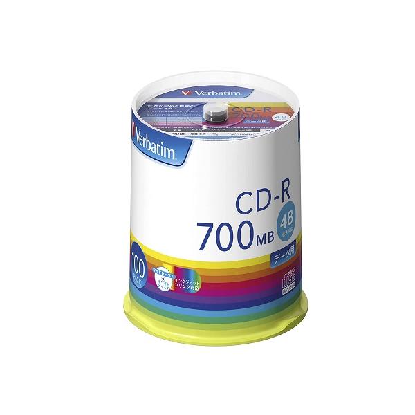 ●種類:データ用CD-R●容量:700MB●盤面印刷:あり（ロゴなし白）●印刷範囲:23mm〜118mm（幅）●速度:48倍速●ケース:スピンドルケース●入数:100