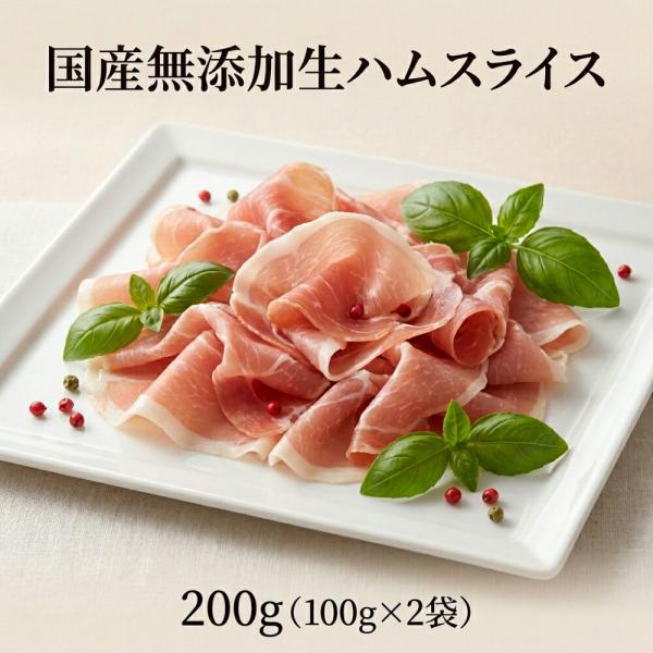 【一括表示】名称(内容量):生ハム 200g(100gx2パック)賞味期限:製造から12ヶ月保存方法:-18度以下で保存してください原材料:豚もも肉(国産)、糖類(水あめ、砂糖)、食塩、ポークエキス、昆布エキス、椎茸エキス、香辛料、鰹エキス...
