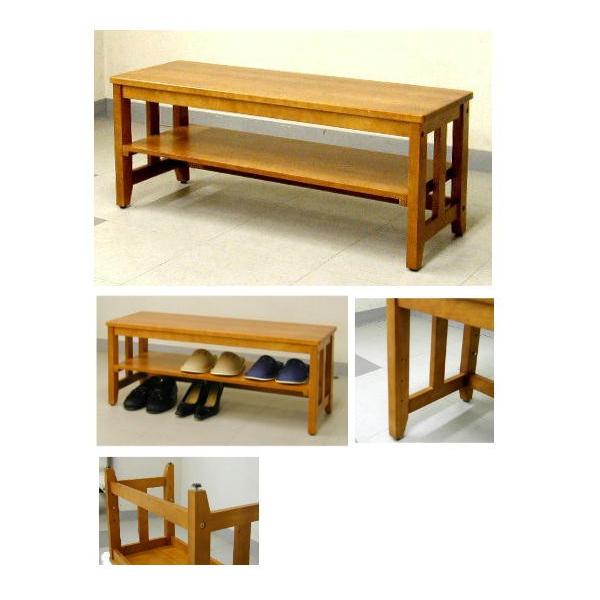 木製の玄関で使うベンチ（腰掛け）です。 ラバーウッドを使用していますので丈夫です。 靴を履く・脱ぐときに腰掛けたり、物を置くのに便利です。 棚の上下にはスリッパ・靴などをおいておくことができます。 （中段の写真） 付属の工具を使いネジをしめ...