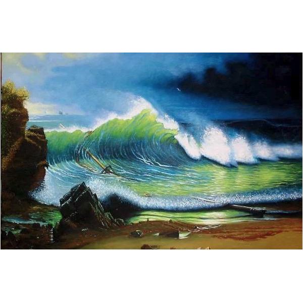 名作を画家が精巧に模写した油彩画です。絵画サイズはM30号（91x61cm）、油彩額付（額指定）。額縁見本は、カテゴリーの額縁見本をご覧下さい。　アルバート・ビアスタッド（Albert Bierstadt　1830〜1902)　ドイツ系アメ...