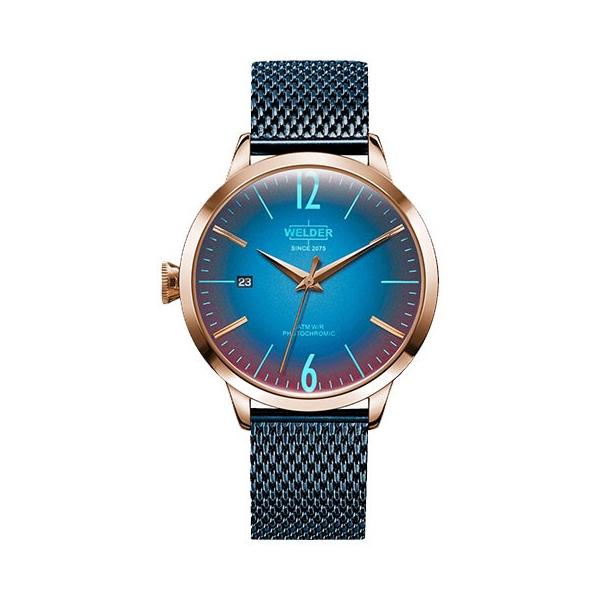 [サイズ]フェイス：約φ38mm（リューズ除く）[色]ケース：ローズゴールドストラップ：ブルー[素材]ケース：ステンレススティール（PVD）風防：フォトクロミック加工ミネラルガラスストラップ：ステンレススティール（PVD）[ムーブメント]ク...