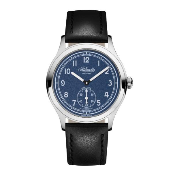 [サイズ]フェイス：約 φ42mm×D12.1mm（リューズ除く）[色]ダイヤル：ブルーケース：シルバーストラップ：ブラック[素材]ケース：ステンレススチール風防：10層無反射コーティング ドーム型サファイアクリスタルストラップ：カーフレザ...