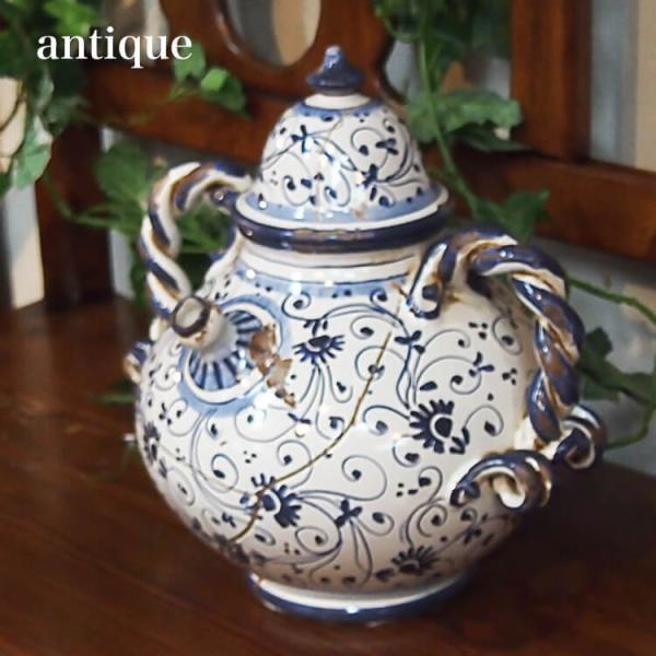 イタリアアーンティック仕上げの極み■サイズ：(mm):約：φ355×H360■色：白釉薬掛け+絵付け■材質：陶器■送料送料無料(北海道・沖縄・離島は別途料金がかかりますので、メールにてお知らせします。)