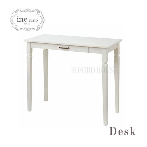 市場家具【ine reno desk(vary)】■サイズ(mm)W900×D450×H720■色：WH※写真をご参照下さい※若干の色合いが異なる場合がございます。予めご了承下さい。■材質・塗装：本体：天然木(ラバーウッド)塗装：ラッカー塗...