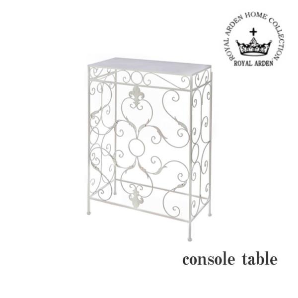 アイアンインテリア コンソール■サイズ：W 620× D300× H865■カラーホワイト※写真をご参照下さい。※若干の色合いが異なる場合がございます。予めご了承下さい。■材質：アイアン■ご確認ください※アンティークの風合いを出すため、デザ...