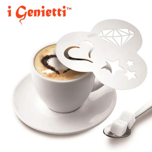 誰でも簡単にラテアートが楽しめるステンシルプレートです。上からココアパウダーを振りかけるだけでおうちカフェ気分に。ハート、ダイヤ、星の３種類をお好みに合わせてご使用ください。ラテアート以外にもケーキやクッキー、パンケーキなどのデコレーション...