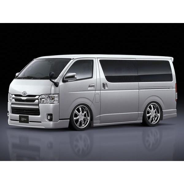 ハイエース／レジアスエース - TRH2##系/KDH2##系 4型　標準ボディ用　タイプ1 フロント、リヤ、サイドステップ　3点セットです。TRH/KDH2##系の平成25年11月〜現行型の4型に装着できます。 新品ゲルコート黒仕上げにな...