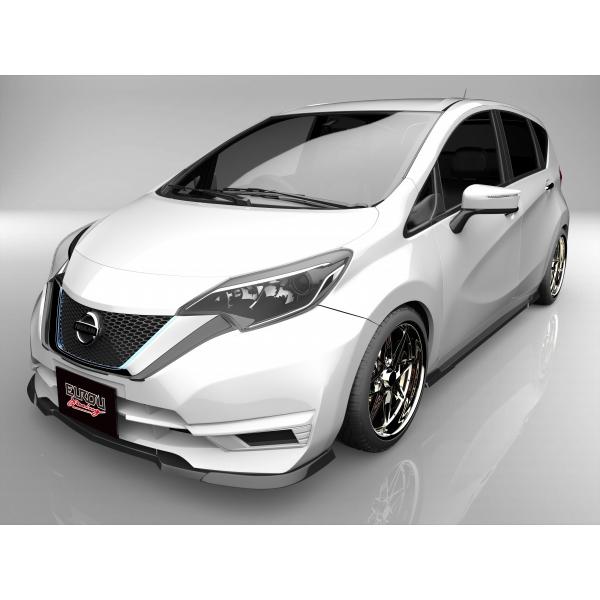 ノート E12 後期フロントアンダースポイラー サイドステップ 2点キット エアロパーツです。平成28年11月〜現行型までの後期型に装着できます。(画像と同形状の純正バンパーの車両に装着の方ができます。)新品ゲルコート黒仕上げになります。(...