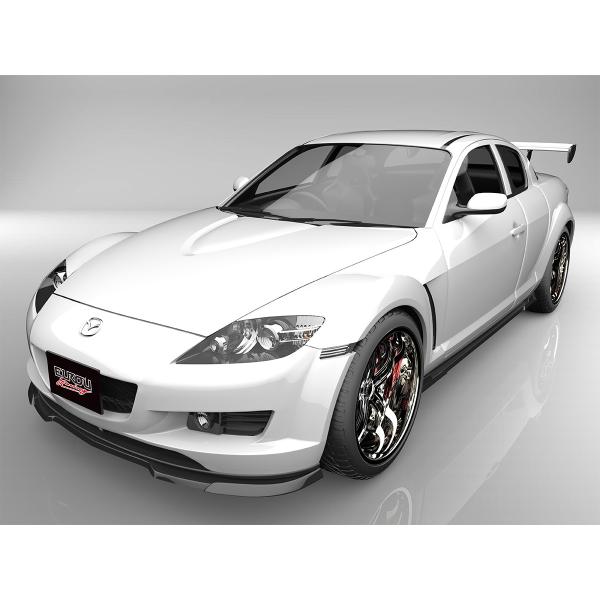 RX-8 SE3P 前期 フロントアンダースポイラー サイドステップ 2点キット エアロパーツです。平成15年4月〜平成20年2月までの前期型に装着できます。(画像と同形状の純正バンパーの車両に装着の方ができます。)新品ゲルコート黒仕上げに...