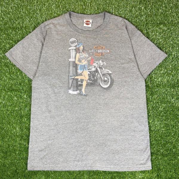 【アイテム】HARLEY-DAVIDSON バイク レディ 染み込み ハーレーダビッドソン 両面プリント T-sh  Tシャツ Y2K サイズ メンズL位 ストリート アメカジ 古着 b26032936【コンディション】・BS→未使用または...