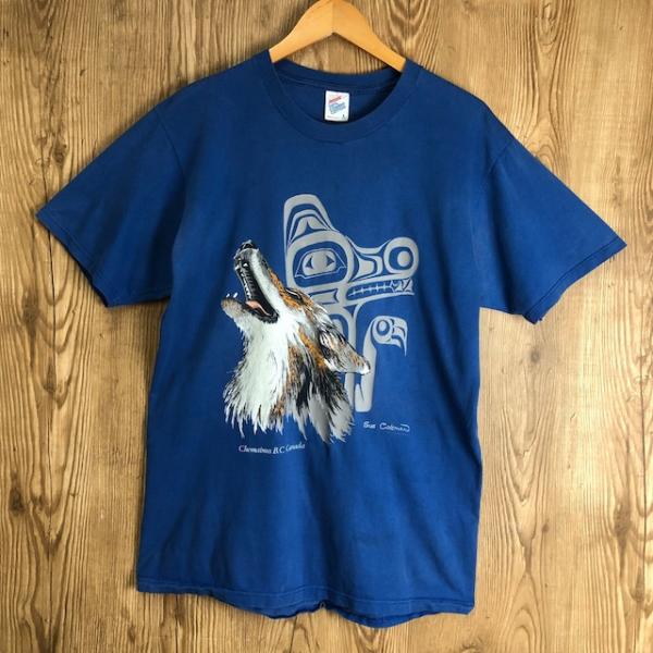 【アイテム】USA製 90s VINTAGE ハイダ族 アニマルプリント Tシャツ メンズLサイズ  90年代 アメリカ製 ビンテージ ヴィンテージ アメカジ ストリート 古着 e24060524【コンディション】・C(両脇に色抜けがありま...