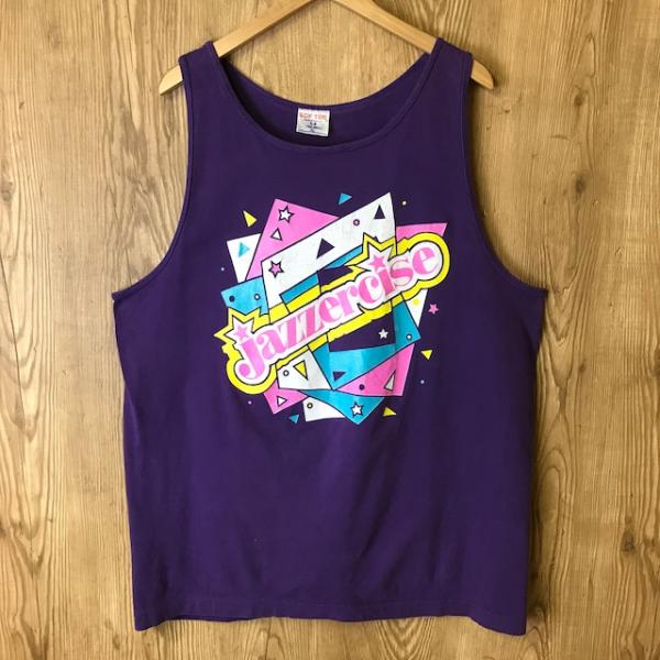 【アイテム】USA製 80s VINTAGE SOF Tee Jazzercise デザインプリント タンクトップ サイズ メンズ XL 80年代 アメリカ製 ビンテージ  ストリート アメカジ 古着 s24070509【コンディション】・...