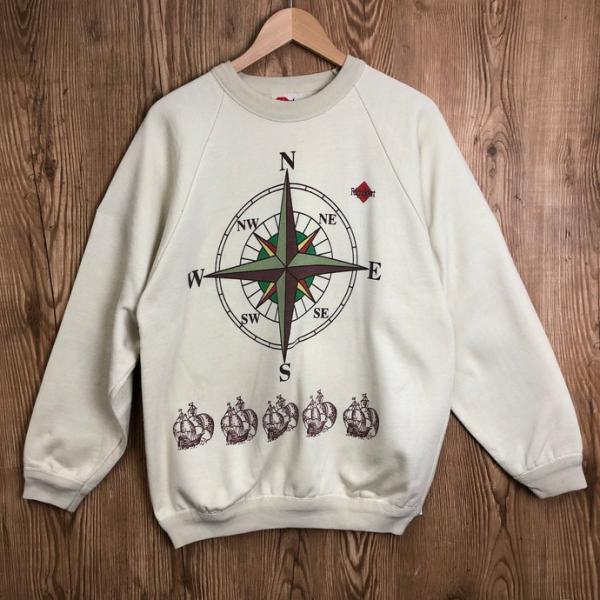 【アイテム】ITALY製 80s FELPA SPORT BY PARMALAT コンパス プリント スウェット スエット トレーナー サイズ メンズ M 80年代 イタリア製 VINTAGE ビンテージ ヴィンテージ  ユーロ 古着 s2...